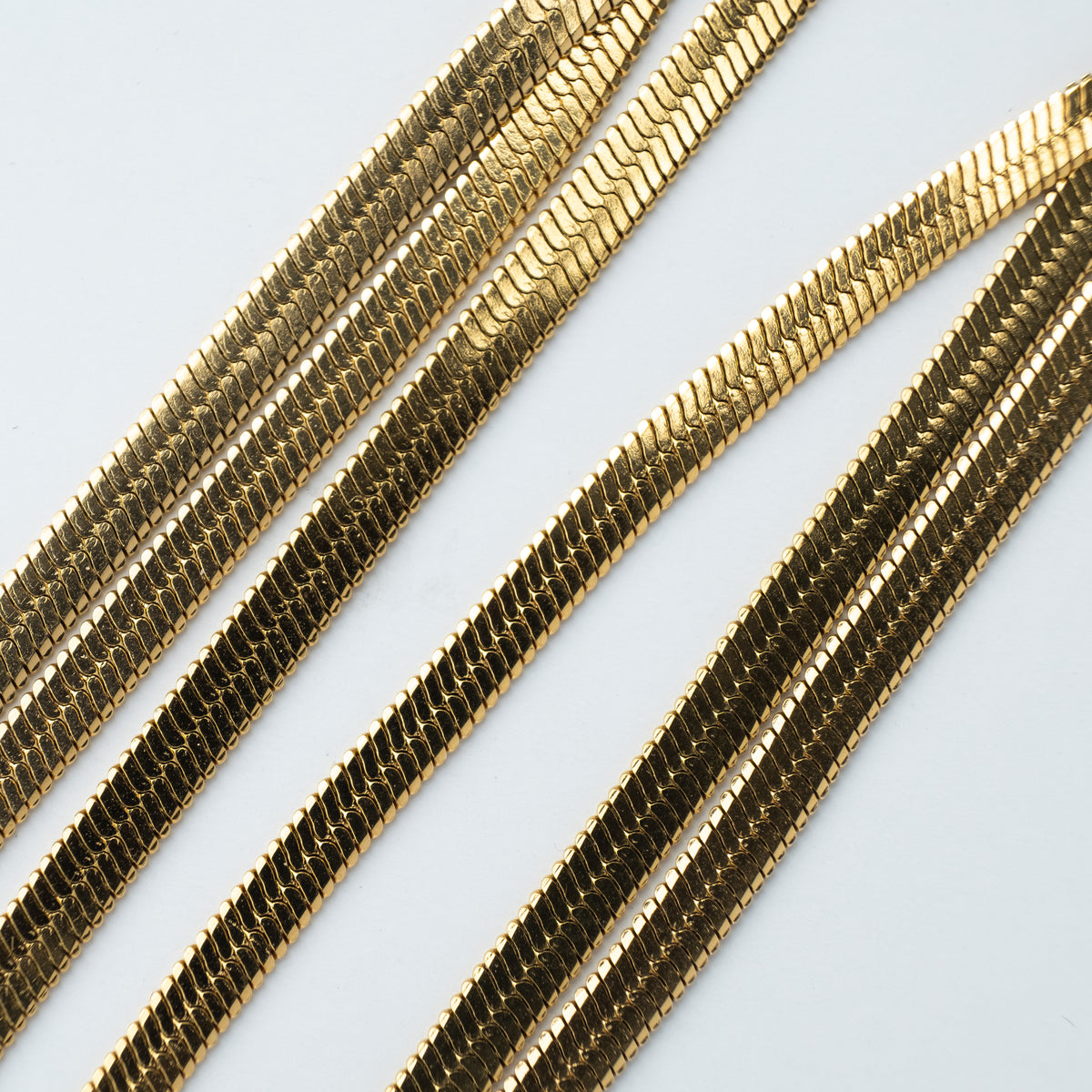 Tri Stack Gold Necklace - Herringbone – Nipakii